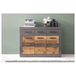 Kommode Home Affaire "Ilana", graphit grau matera, B:117cm H:86cm T:37cm, Kunststoff, Sideboards, Kommode, Kommode mit 3 T&uuml;ren & 3 Schubladen - (B/T/H) 117/37/86 cm