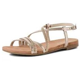 Riemchensandale Tamaris, Damen, Gr. 37, champagner, kombiniert, Leder, Lederimitat, unifarben, Schuhe Riemchensandale, Sommerschuh, Sandalette mit feinen Riemchen