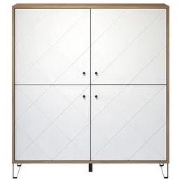Highboard Home Affaire "Tarragona", artisan eiche melamin, wei&szlig; matt, B:123cm H:136cm T:40cm, Sideboards, Highboard, Highboard mit 4 T&uuml;ren & Soft-Close - (B/T/H) 123/40/136 cm