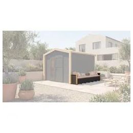 Sitztruhe Weka "optionale Erweiterung f&uuml;r Gartenhaus Killarney", anthrazit, eiche hell, B:50cm H:63cm T:285cm, Massivholz, Sitzb&auml;nke, verschiedene Farben und Gr&ouml;&szlig;en
