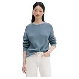 Marc O'Polo Strickpullover MARC O'POLO "aus Heavy-Weight-Organic-Cotton", Damen, Gr. M, blau (fall sky), Obermaterial: 100% Baumwolle, unifarben, Rundhals, Pullover Strickpullover