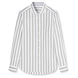 Businesshemd OLYMP "OLYMP Level Five garment washed, body fit, Kent", Herren, Gr. 42, Normaler Arm, oliv, 100% Baumwolle, Hemden
