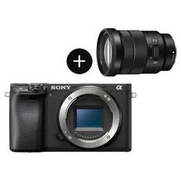 Sony Systemkamera "Set: SELP18105G Objektiv + Alpha 6400AB APS-C", schwarz, B:12cm H:6,69cm T:5,97cm, Fotokameras, 24 MP, 4K Video, 180 Klapp-Display, 0.02 Sek. Echtzeit-Autofokus