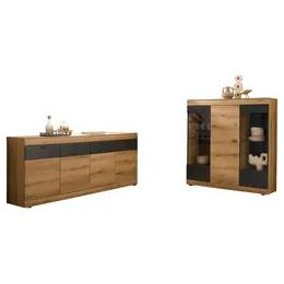 Wohnwand Home Affaire "Soleto, zeitlose Anbauwand, Komplettset im modernen Stil", eiche evoke, FSC-zertifizierter Holzwerkstoff, Kastenm&ouml;bel-Sets, Wohnwand, enth&auml;lt Sideboard und Highboard