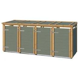 M&uuml;lltonnenbox Weka "Killarney", gr&uuml;ngrau eiche hell, B:300cm H:127cm T:92cm, Massivholz, Aufbewahrungsboxen, Metall pulverbeschichtet, f&uuml;r 4 M&uuml;lltonnen, BxTxH: 300x92x127 cm