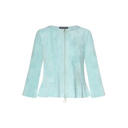Jackenblazer Betty Barclay "Damen mit Rei&szlig;verschluss", Damen, Gr. 36, aquifer, Samt, Obermaterial: 92% Polyester, 8% Elasthan, sehr schmal normal, Rundhals, Blazer