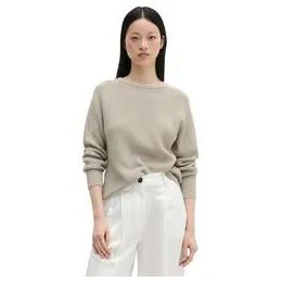 Marc O'Polo Strickpullover MARC O'POLO "aus Heavy-Weight-Organic-Cotton", Damen, Gr. XL, beige (linen beige), Obermaterial: 100% Baumwolle, unifarben, Rundhals, Pullover Strickpullover