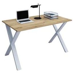 Schreibtisch Vcm "Schreibtisch B&uuml;rotisch Computertisch 110x80 Lona X", braun (silber, honig, eiche), B:110cm T:80cm, Tische, Schreibtisch