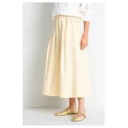 Midirock RICHROYAL, Damen, Gr. 38, soft butter, Web, Obermaterial: 100% Baumwolle, unifarben, regular fit ca. Mitte Wade, R&ouml;cke, Regular fit mit Kordelzug