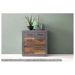 Kommode Home Affaire "Ilana", graphit grau matera, B:82cm H:86cm T:37cm, Holzwerkstoff, Sideboards, Kommode, Kommode mit 2 T&uuml;ren & 2 Schubladen - (B/T/H) 82/37/86 cm