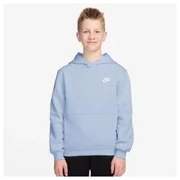Kapuzensweatshirt Nike SPORTSWEAR "K NSW CLUB FLC HDY LBR", M&auml;dchen, Gr. S, hydrogen blau, angeraute Sweatware, Obermaterial: 80% Baumwolle, 20% Polyester, unifarben, Basic normal, Rundhals, angesetztes B&uuml;ndchen, Sweatshirts, f&uuml;r Jugendliche, mit K&auml;ngurutasche, aus Baumwollmischung