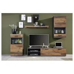Wohnwand Home Affaire "Mansfield", anthrazit matera, old woodfarben, B:246cm H:182cm T:37cm, Holzwerkstoff, Kastenm&ouml;bel-Sets, Wohnwand