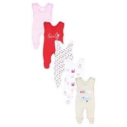 Strampler TUPTAM "Strampler Baby Strampler mit Aufdruck Spruch 5er Pack", Jungen, Gr. 50, N-Gr, lila (flamingo regenbogen m&auml;dchen), Obermaterial: 100% Baumwolle CO., Overalls