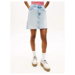 Tommy Hilfiger Jeansrock TOMMY JEANS "MOM UH SKIRT BJ8115", Damen, Gr. L (40), denim light, Web, Obermaterial: 99% Baumwolle, 1% Elasthan, unifarben, straight fit mini, R&ouml;cke Jeansrock, Straight Fit in Mini-L&auml;nge