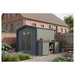 Gartenhaus Weka "Killarney", gr&uuml;ngrau, anthrazit, ohne Fu&szlig;boden, ohne Dacheindeckung, Massivholz, Gartenh&auml;user, Gartenhaus, Doppelt&uuml;r mit Lamellen, inkl. Pflanztisch
