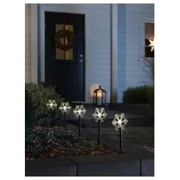 LED Gartenleuchte Konstsmide "Weihnachtsdeko aussen", transparent, B:11,8cm H:24cm L:11,8cm T:11,8cm, Leuchten, LED Gartenleuchte, LED Spiessleuchte mit 5 Schneeflocken, 5 warm wei&szlig;e Dioden