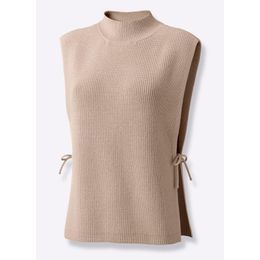Pullunder Inspirationen "Pullunder", Damen, Gr. 42, beige, 50% Viskose, 28% Polyester, 22% Polyamid, unifarben, Pullover Pullunder
