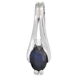 Kettenanh&auml;nger Jobo "Anh&auml;nger Saphiranh&auml;nger 17 mm", blau, blau, Schmuckanh&auml;nger, Damen, P1 = bei 10-facher Vergr&ouml;&szlig;erung erkennbare Einschl&uuml;sse, Diamanten Wei&szlig;gold 333, Diamanten, Wei&szlig;gold 333, Kettenanh&auml;nger, 333 Wei&szlig;gold mit Saphir und Diamant