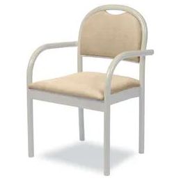 Armlehnstuhl Home Affaire "ROMA, Stuhl, Armlehnstuhl, Sessel, Komfortsessel, Made in Italy", wei&szlig;, beige, wei&szlig;, beige, B:58cm H:86cm T:54cm, Massivholz, St&uuml;hle, Armlehnstuhl, Stapelbar, Fleckenabweisendes Gewebe, Massivholz