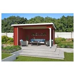 Gartenhaus Lasita Maja "Unterstand Columbus", rot (schwedenrot), ohne Dacheindeckung, Massivholz, Gartenh&auml;user, Gartenhaus, Unterstand / Lounge 34mm