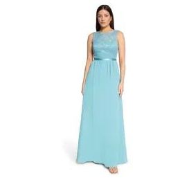 Cocktailkleid Vera Mont "Damen mit Spitze", Damen, Gr. 38, Normalgr&ouml;&szlig;en, night turquoise, Chiffon, Obermaterial: 100% Polyester; Futter: 100% Polyester, festlich, ausgestellt lang, Rundhals, Kleider