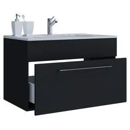 Waschtisch Vcm "2-tlg. Waschplatz Waschtisch Badinos 1 Schublade", schwarz, B:80cm T:46cm, Waschtische, Waschtisch