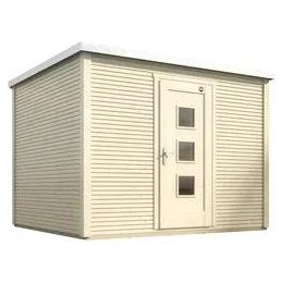 Gartenhaus Weka "WekaLine 413 Gr.2", beige (naturbelassen), Fu&szlig;boden im Gartenhaus, Aluminium-Oberschicht, Massivholz, Gartenh&auml;user, Gartenhaus