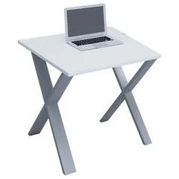 Schreibtisch Vcm "Schreibtisch B&uuml;rotisch Computertisch 80x80 Lona X", wei&szlig; (silber, wei&szlig;), B:80cm T:80cm, Tische, Schreibtisch