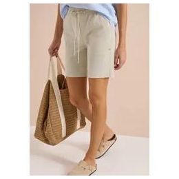 Shorts Cecil "Style Chelsea", Damen, Gr. L (42), N-Gr, grain beige, Web, Obermaterial: 66% Baumwolle, 30% Polyester, 4% Elasthan, unifarben, loose fit kniefrei, Hosen Shorts, Sommer-Shorts mit elatsichem Bund und Tunnelzug