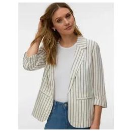 V&eacute;ro Moda Longblazer VERO MODA "VMROSIE 3/4 LOOSE BLAZER NOOS", Damen, Gr. S, gardenia stripes:schwarz pinstripes, Web, Obermaterial: 85% Viskose, 15% Leinen, Nadelstreifen, gestreift, regular fit Po-bedeckend, V-Ausschnitt, mit Riegel, Blazer Longblazer, Viskosemischung, regular fit, mit Leinen