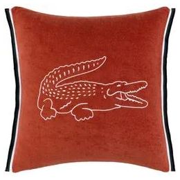 Dekokissen Lacoste "LBREAK", sierra, B:45cm L:45cm, Baumwolle, Polyester, Dekokissen_Sitzkissen_Kissenh&uuml;llen, Mit Lacoste-Krokodil in wei&szlig;er Stickerei