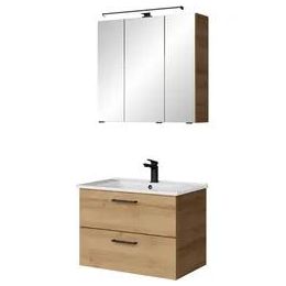 Badezimmer-Set SAPHIR "3-tlg., mit Soft-Close T&uuml;ren", riviera eiche quer nachbildung, B:75cm H:200cm T:45cm, Spanplatte, Kastenm&ouml;bel-Sets