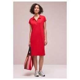 Midikleid Street One, Damen, Gr. 46, EURO-Gr&ouml;&szlig;en, salsa rot, Stoff, 70% Viskose, 25% Polyester, 5% Elasthan, unifarben, comfort fit knieumspielend, V-Ausschnitt, abgesteppt, Kleider Midikleid, in Unifarbe