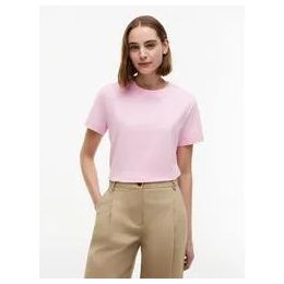 Kurzarmshirt Tommy Hilfiger "TH SCRIPT REG C-NK SS TEE", Damen, Gr. L (42/44), classic pink, Single Jersey, Obermaterial: 95% Baumwolle, 5% Elasthan, unifarben, regular fit normal, Rundhals, eingesetzt abgesteppte Kante, Shirts, Baumwollmischung, regular fit