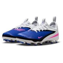Fu&szlig;ballschuh Nike "JR PHANTOM 6 LOW ACAD FG/MG", M&auml;dchen, Gr. 36, racer blau, pink blast, wei&szlig;, Synthetik, Textil, Schuhe Fu&szlig;ballschuh, Au&szlig;ensohle f&uuml;r Rasenpl&auml;tze & f&uuml;r feste B&ouml;den, f&uuml;r Kinder & Jugendliche