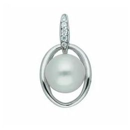 Adelia&acute;s Kettenanh&auml;nger ADELIA ́S "Perlenanh&auml;nger 925 Silber mit Zirkonia &ndash; Silberanh&auml;nger Perle", silber, Schmuckanh&auml;nger, Damen, mit Zirkonia, Silber 925 (Sterlingsilber), Kettenanh&auml;nger, Silberanh&auml;nger Perle