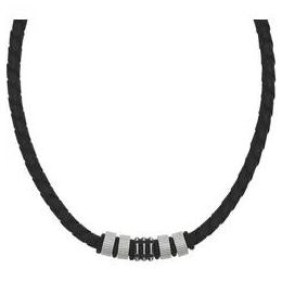 Kette mit Anh&auml;nger Tom Tailor "Schmuck Geschenk Edelstahl Leder Kautschuk", edelstahlfarben, schwarz, gunfarben, Halsketten, Herren, Edelstahl Kautschuk Leder, L: 52 B: 5mm, Edelstahl, Kautschuk, Leder, B:5mm