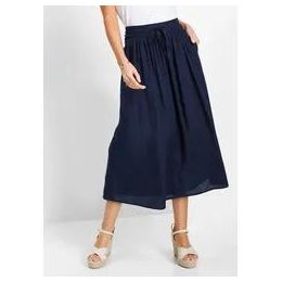 Maxirock bonprix, Damen, Gr. 54, blau (dunkelblau), Obermaterial: 100% Viskose, loose fit, R&ouml;cke Maxirock, aus Viskose, Maxil&auml;nge, lockere Passform, bedrucktes Design