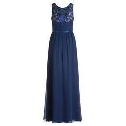 Cocktailkleid Vera Mont "Damen mit Spitze", Damen, Gr. 38, Normalgr&ouml;&szlig;en, festival blau, Chiffon, Obermaterial: 100% Polyester; Futter: 100% Polyester, festlich, ausgestellt lang, Rundhals, Kleider