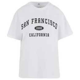 T-Shirt MISS TEE "Miss Tee San Francisco City Wording Tee", Damen, Gr. S, wei&szlig;, 100% Baumwolle, bedruckt, oversize, Rundhals, Shirts T-Shirt