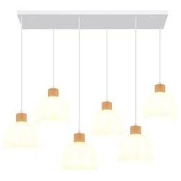 Globo LIGHTING H&auml;ngeleuchte "SWANSON", wei&szlig; matt, 6, &Oslash; 20cm H: 130cm, 1 Stk., Leuchten, H&auml;ngeleuchte mit Glas amber, warmes Licht, stilvoll elegant, H&auml;ngeleuchte