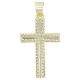 Adelia&acute;s Kettenanh&auml;nger ADELIA ́S "Damen Anh&auml;nger &ndash; Kreuz Kreuzanh&auml;nger aus 925 Silber mit Zirkonia", gold, Schmuckanh&auml;nger, Damen, Silber 925 (Sterlingsilber), Kettenanh&auml;nger, Ein kleines Geschenk mit gro&szlig;er Wirkung