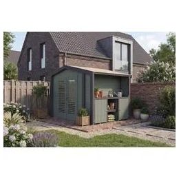 Gartenhaus Weka "Killarney", gr&uuml;ngrau, anthrazit, ohne Fu&szlig;boden, ohne Dacheindeckung, Massivholz, Gartenh&auml;user, Gartenhaus, Doppelt&uuml;r mit Lamellen, inkl. Pflanztisch