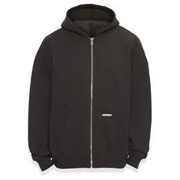 Kapuzenpullover DROPSIZE "Dropsize Herren Bazix Republiq Super Heavy Rib Zipper", Herren, Gr. XL, washschwarz, 80% Baumwolle, 20% Polyester, unifarben, oversize, ohne Ausschnitt, Pullover Kapuzenpullover