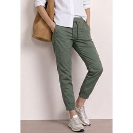 Jogger Pants Street One, Damen, Gr. 38, L&auml;nge 28, bound gr&uuml;n, Web, 97% Baumwolle, 3% Elasthan, unifarben, loose fit kn&ouml;chelfrei, Hosen, aus Baumwolle mit Stretchanteil