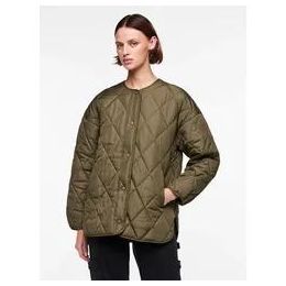 Steppjacke Pieces "PCSTELLA QUILTED JACKET NOOS BC", Damen, Gr. S, kalamata, Steppware, Obermaterial: 100% Polyester, unifarben, gerade Po-bedeckend, Rundhals, Jacken Steppjacke, Kunstfaser