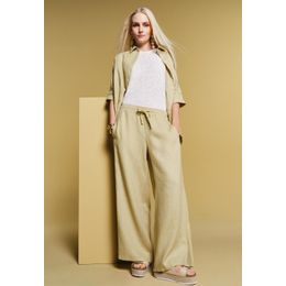 Leinenhose Cartoon "Damen unifarben", Damen, Gr. 44, Normalgr&ouml;&szlig;en, gr&uuml;n (weeping willow), Leinenmischung, Obermaterial: 100% Leinen, l&auml;ssig geschnitten lang, Hosen, Form
