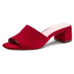 Pantolette Tamaris, Damen, Gr. 38, rot, Ziegenveloursleder, unifarben, Schuhe Pantolette, Blockabsatz, Businessschuh, Abendschuh mit Touch it-Ausstattung