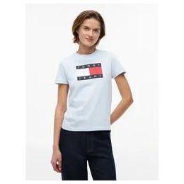 Tommy Hilfiger Kurzarmshirt TOMMY JEANS "TJW REG TJ FLAG SS TEE", Damen, Gr. S (36/38), kingly blau, Single Jersey, Obermaterial: 100% Baumwolle, bedruckt, regular fit normal, Rundhals, Shirts, Baumwolle, Logodruck, regular fit