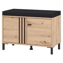 Schuhbank Home Affaire "LAVAL, Schuhschrank, Schuhregal, Schuhtruhe, Schuhkommode, Sitzbank", artisan eiche, B:80cm H:57cm T:40cm, MDF, Metall, Spanplatte, Sitzb&auml;nke, Schuhbank, mit zwei T&uuml;ren (dahinter zwei F&auml;cher)